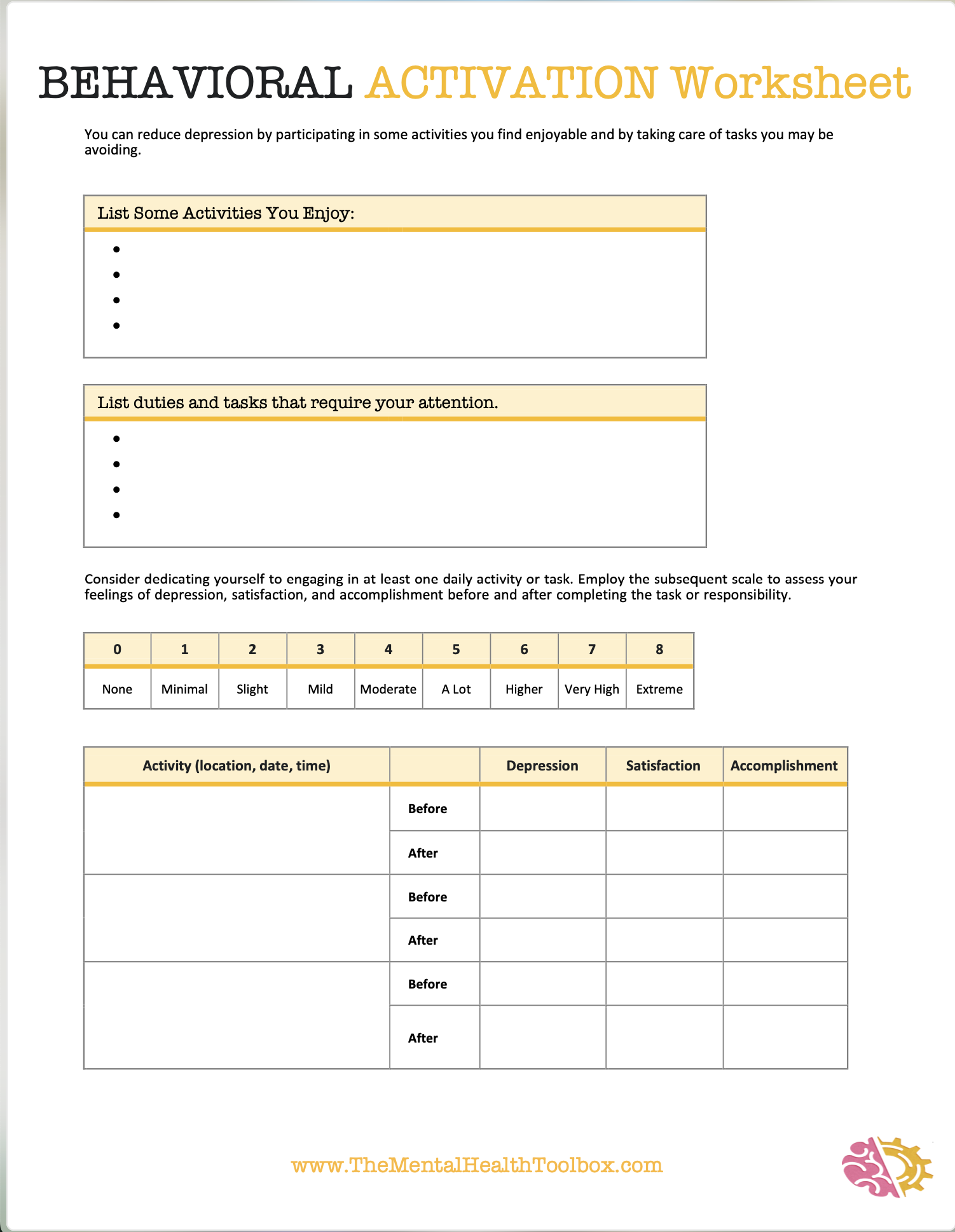 SHOP Therapy Handouts - The Mental Health Toolbox