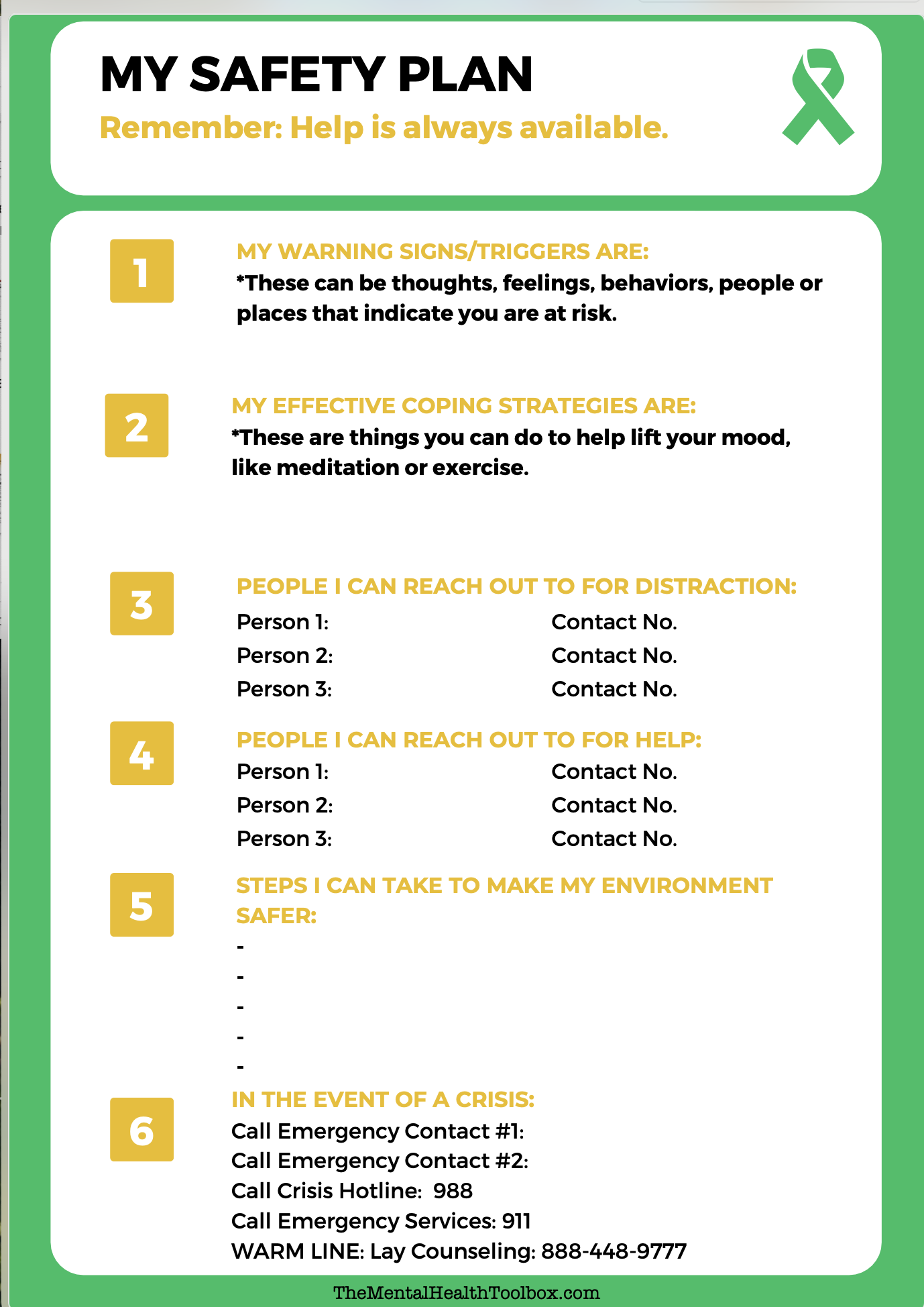 SHOP Therapy Handouts - The Mental Health Toolbox